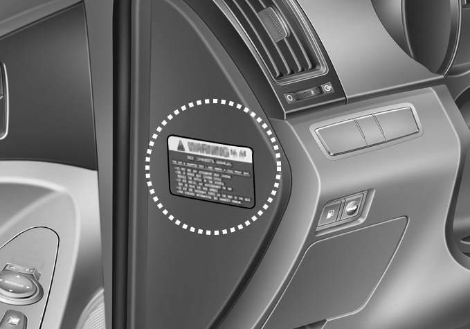 Hyundai Sonata >> Air bag warning label (if equipped) - Air bag ...